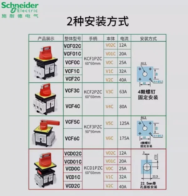 SCHNEIDER load switch three pole isolation switch V01C 20A V0C 25A V1C ...